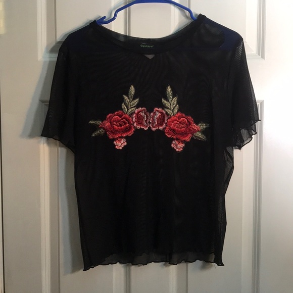 Tops | Beware See Through Rose Top | Poshmark